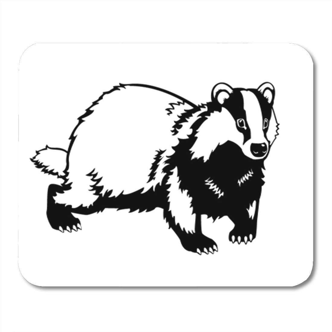 KDAGR Woodland European Badger Black and White Side View Alone Mousepad ...