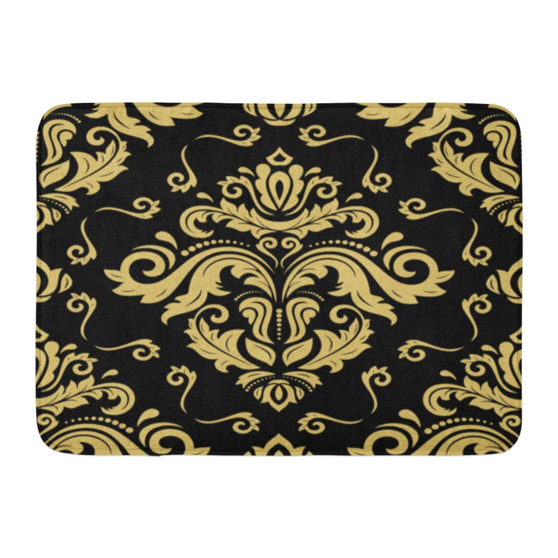 KDAGR Yellow Damask Classic Traditional Orient Vintage Black and Golden ...