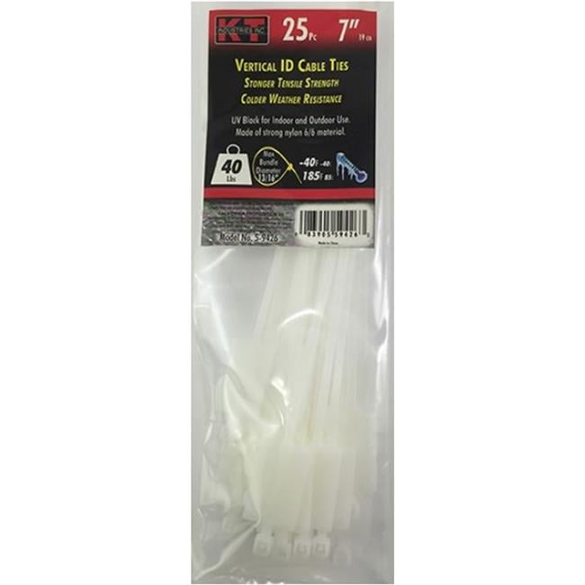 KDAR N7VID25 7 in. Vertical ID Cable Tie, Natural - Pack of 25 ...