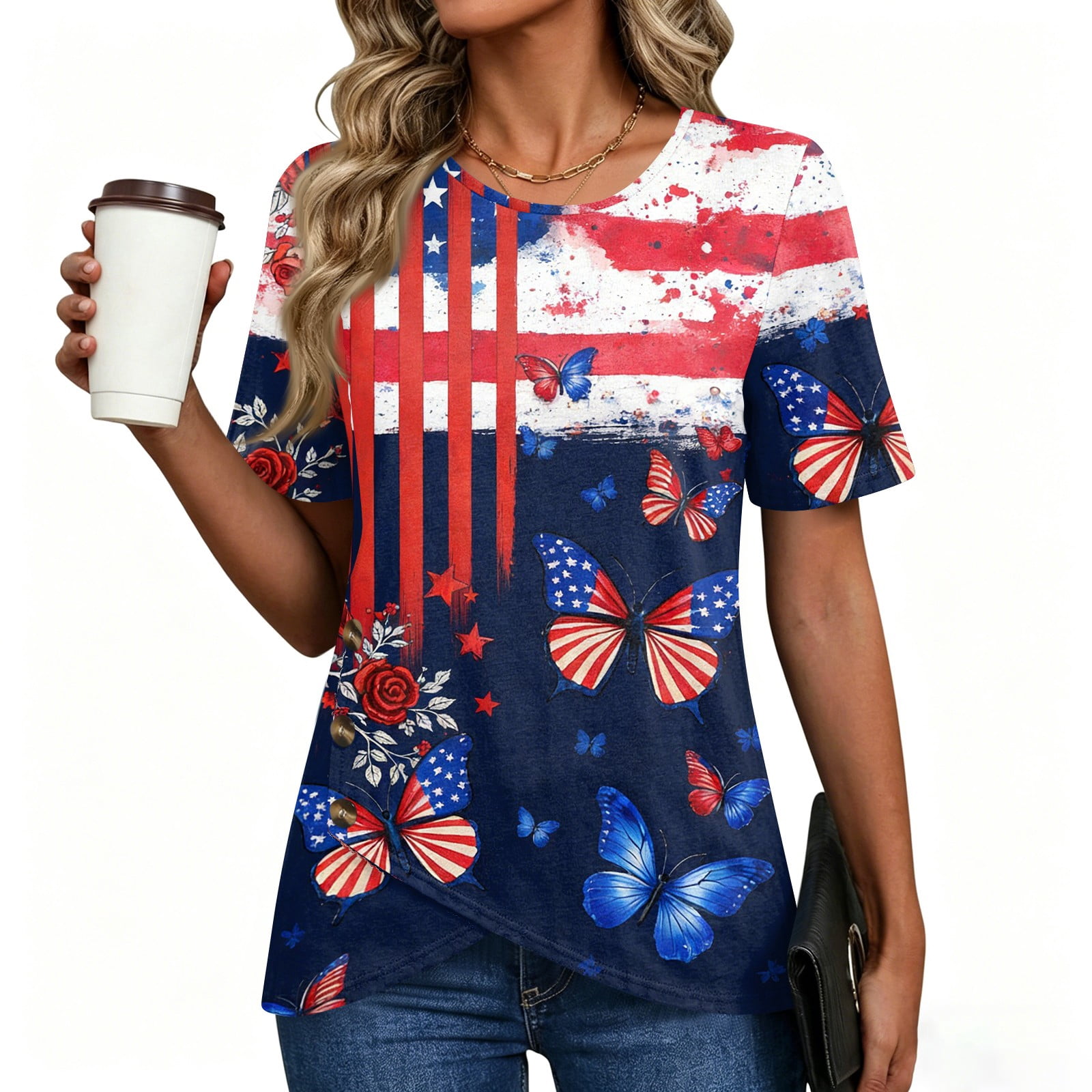 KDDYLITQ 250 Year Anniversary Shirt Short Sleeve Tunic Memorial Day Top ...