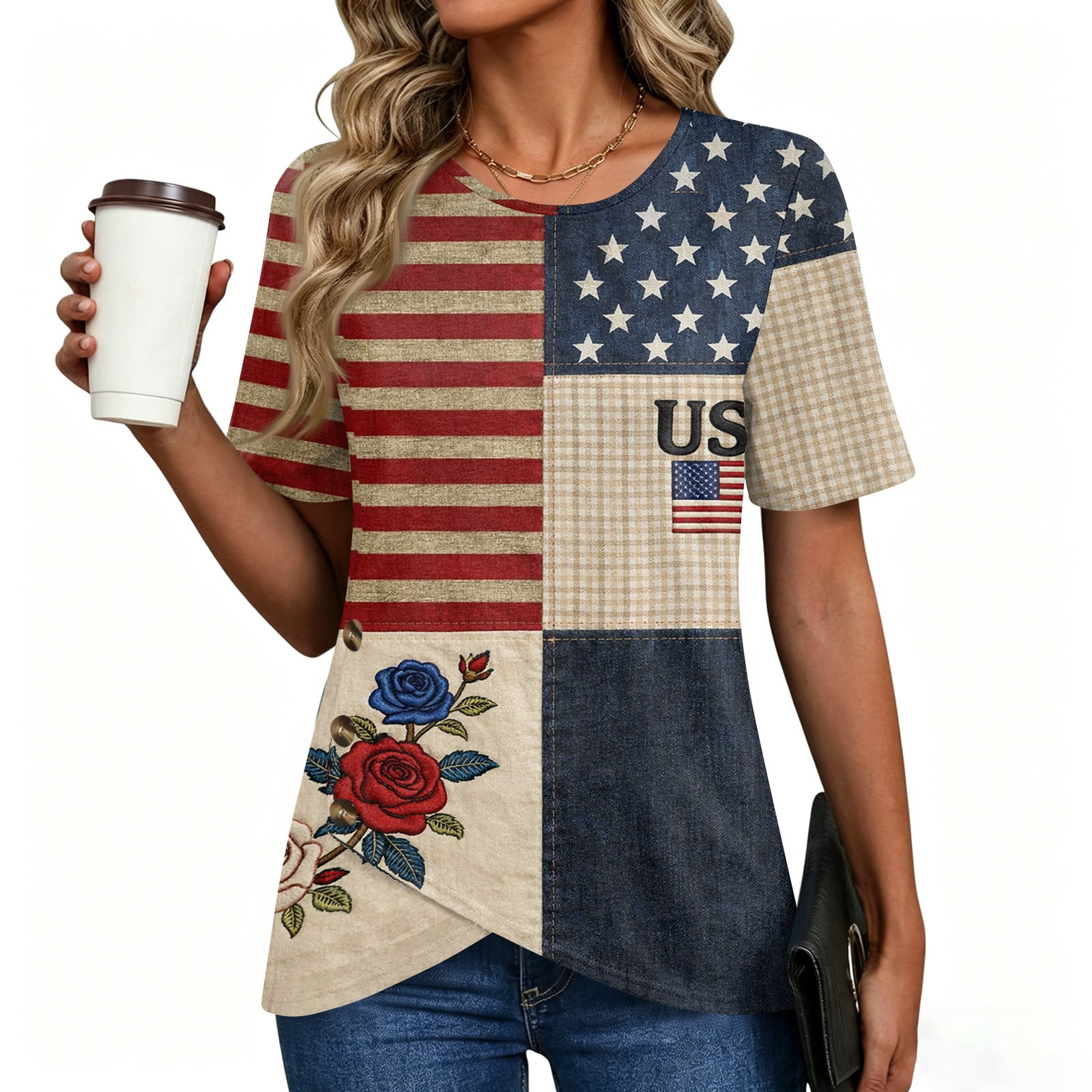 KDDYLITQ 250 Year Anniversary Shirt Short Sleeve Tunic Memorial Day Top ...
