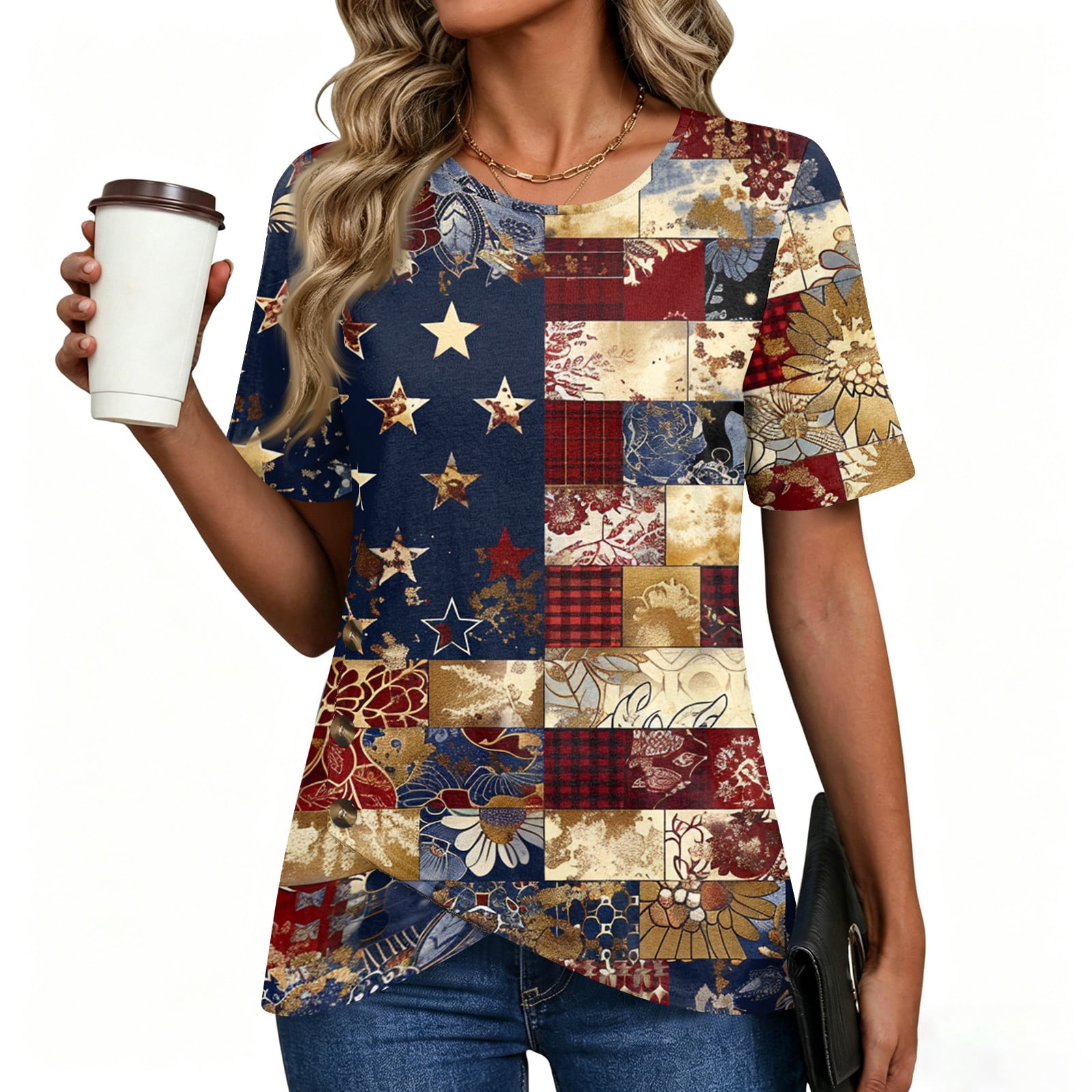 KDDYLITQ 250 Year Anniversary Shirt Short Sleeve Tunic Memorial Day Top ...