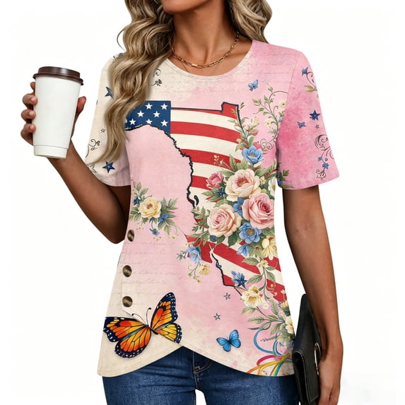 KDDYLITQ 250 Year Anniversary Shirt Short Sleeve Tunic Memorial Day Top ...
