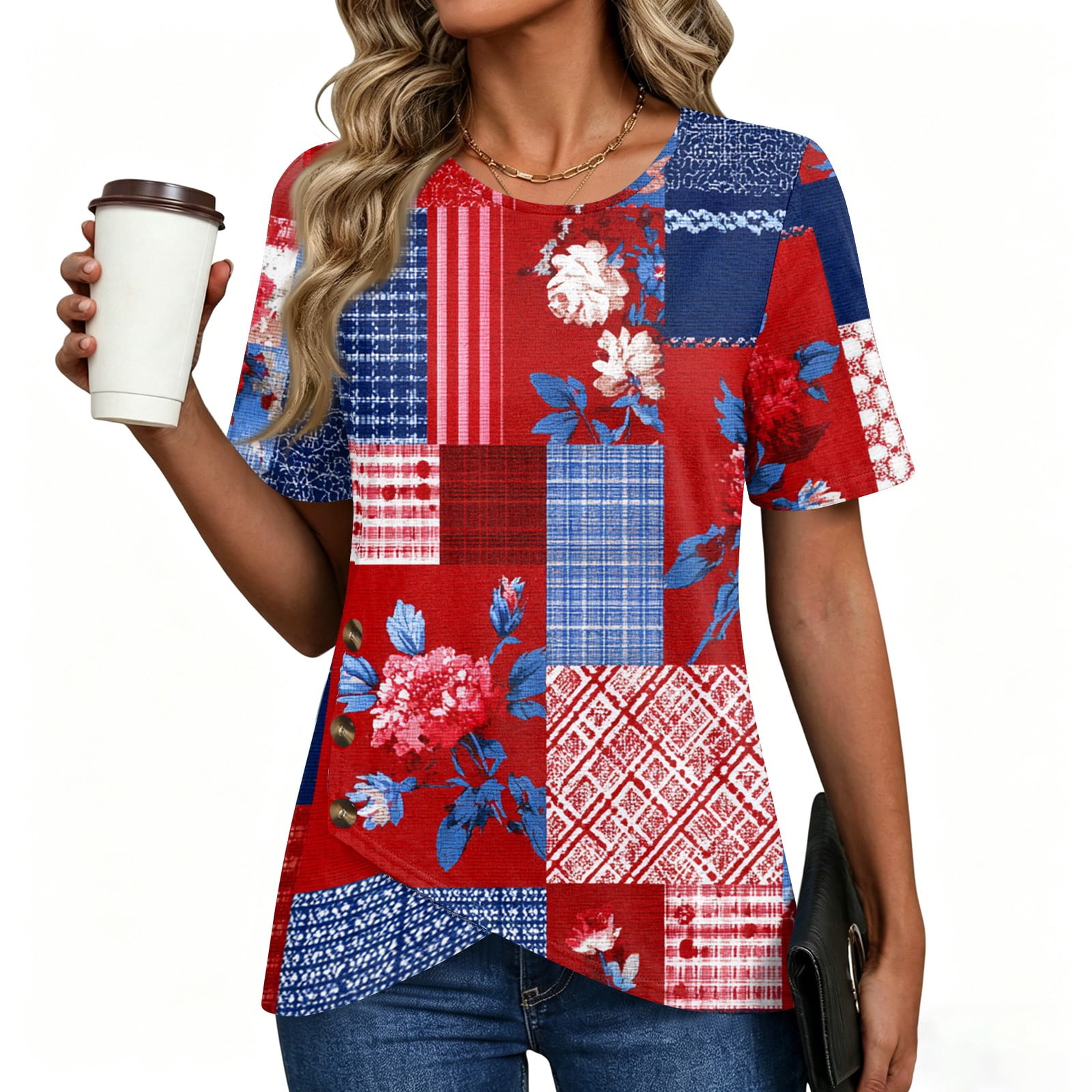 KDDYLITQ 250 Year Anniversary Shirt Short Sleeve Tunic Memorial Day Top ...