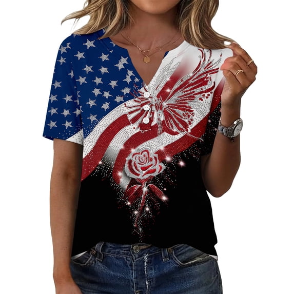 KDDYLITQ 250th Anniversary Shirt Short Sleeve Plus Size Patriotic ...