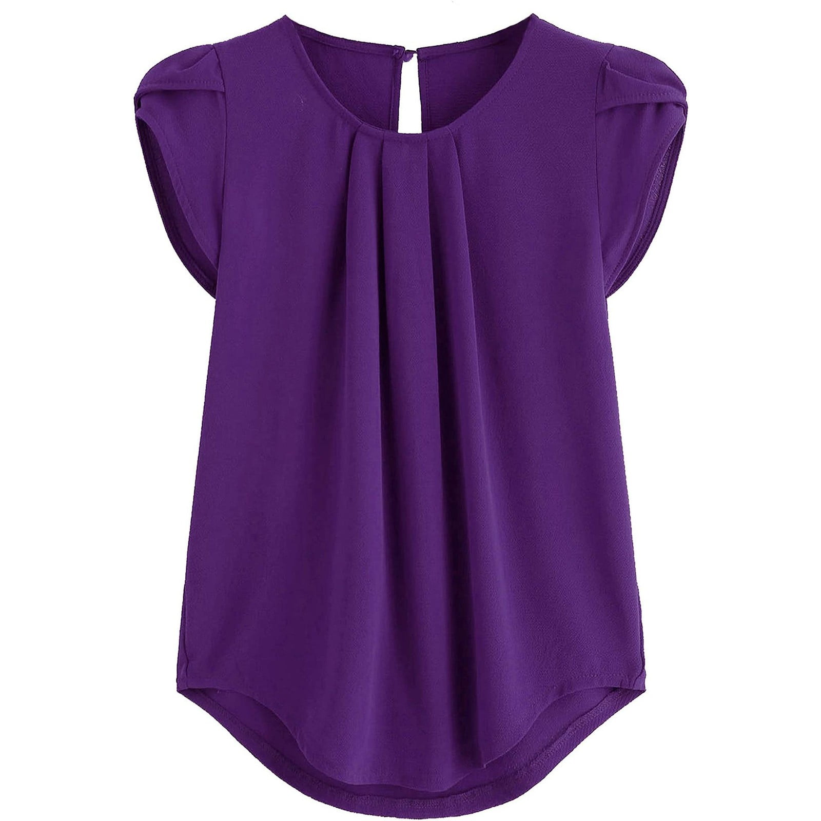 KDDYLITQ Boho Tops Plus Size Pleated Petal Sleeve Dressy Blouse for ...