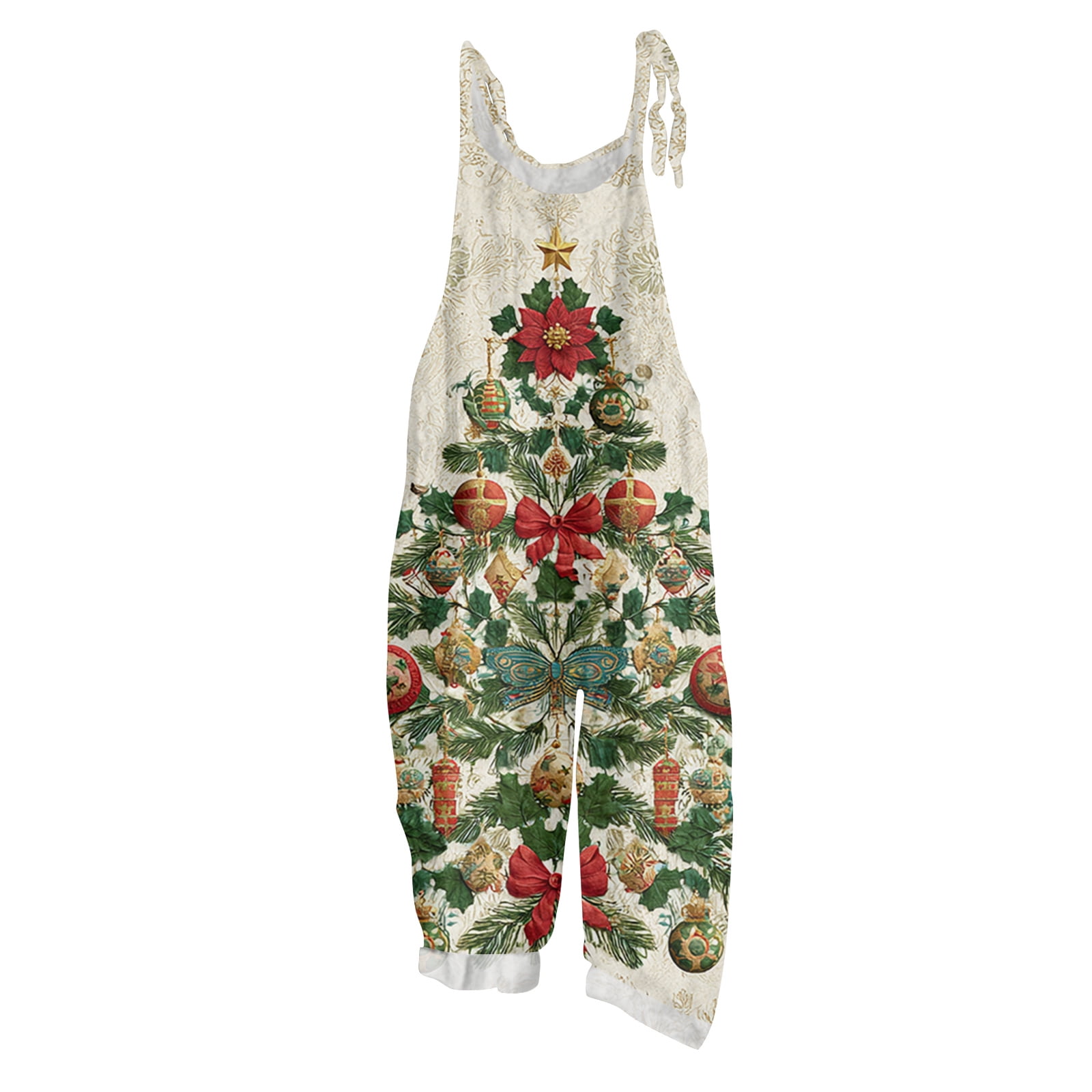 KDDYLITQ Christmas Overalls for Women Snowflake Cotton Oversized Romper ...