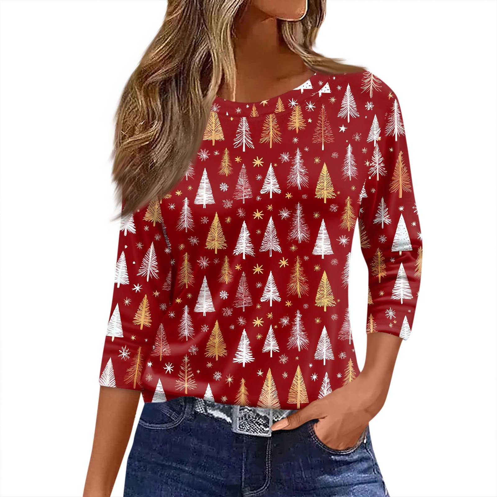KDDYLITQ Christmas Shirts Women Graphic Plaid Oversized Tops Christmas ...