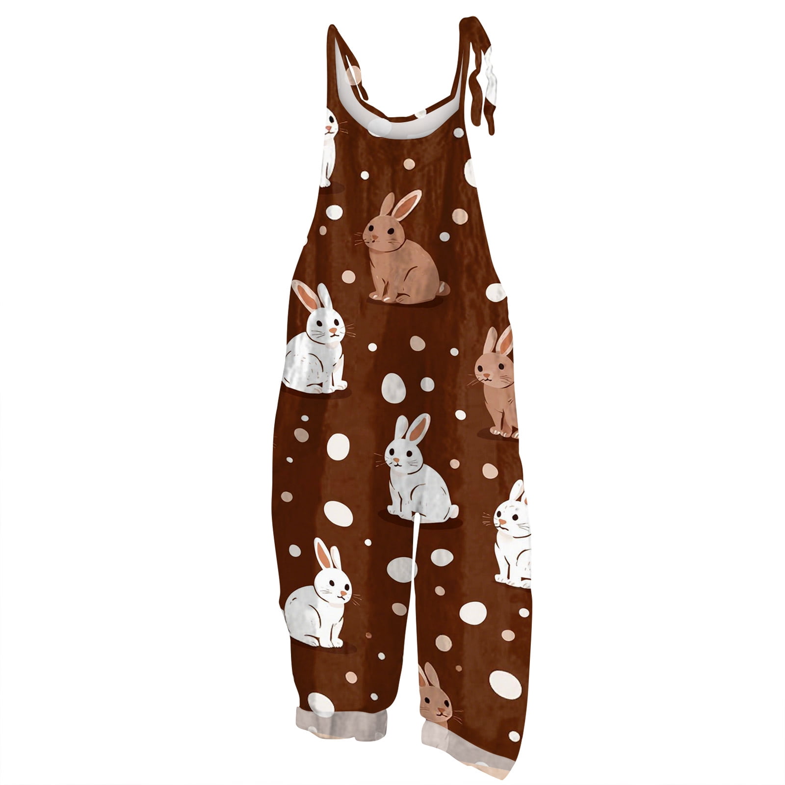 KDDYLITQ Easter Jumpsuit for Women Bunny Print Graphic Sleeveless Scoop ...