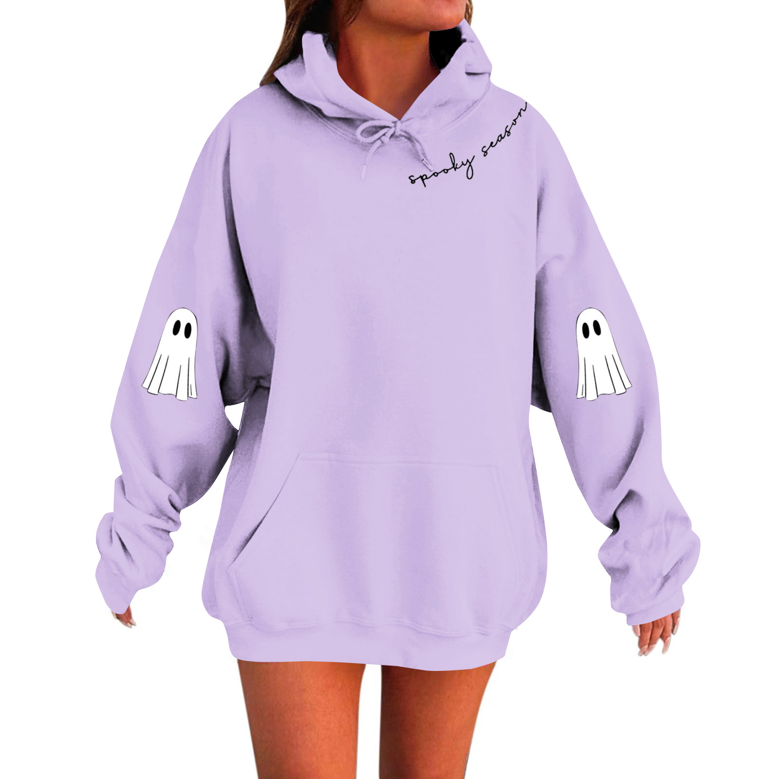 KDDYLITQ Halloween Hoodies for Women Ghost Graphic Oversized Sweater ...