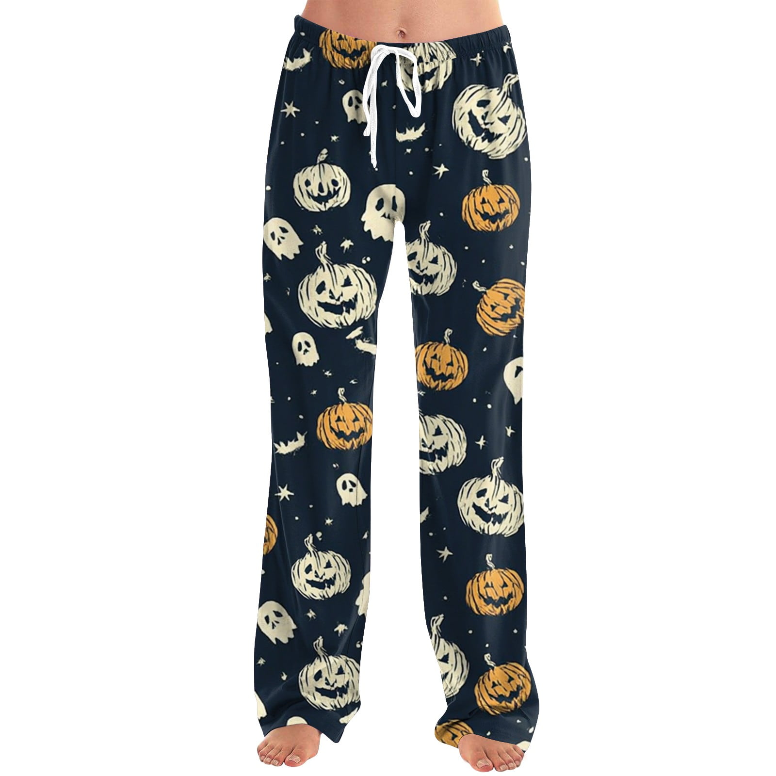 KDDYLITQ Halloween Pajama Pants Women Ghost Barrel Sweatpants Spider ...
