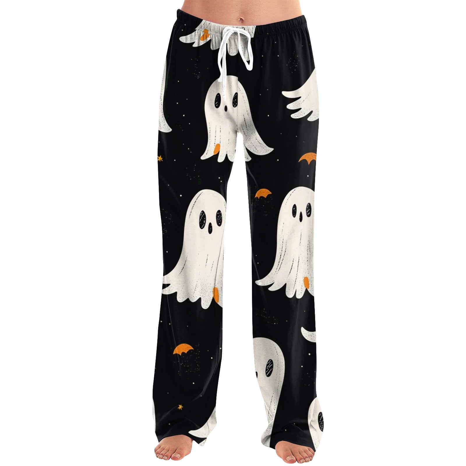 KDDYLITQ Halloween Pajama Pants Women Skull Spooky Elastic High Waist ...