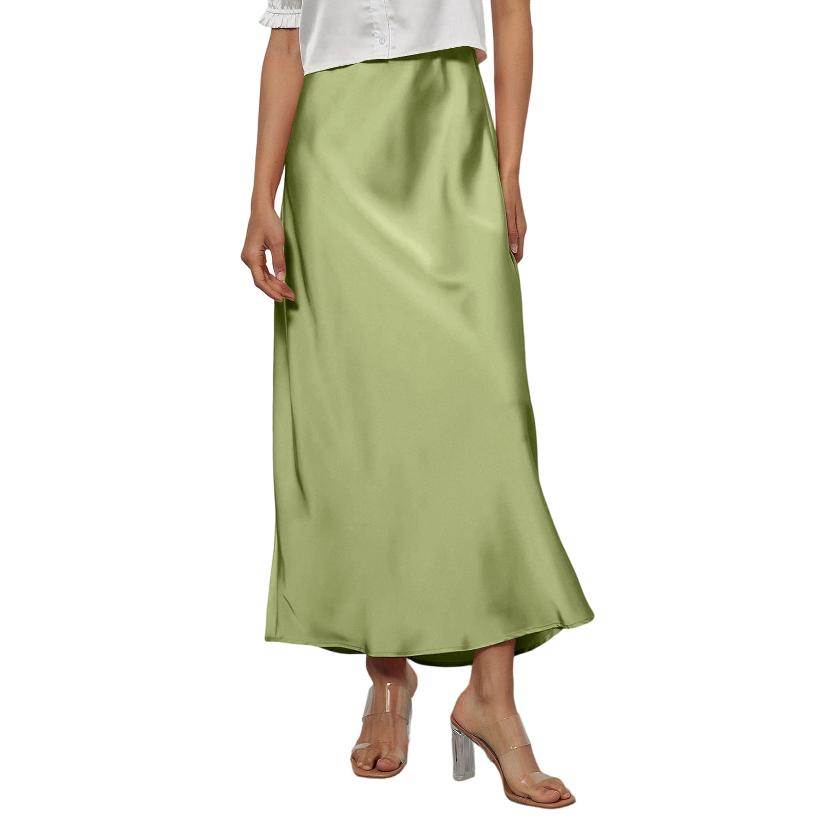 KDDYLITQ Satin Maxi Skirt for Women Flared Fishtail Skirts a Line Solid ...