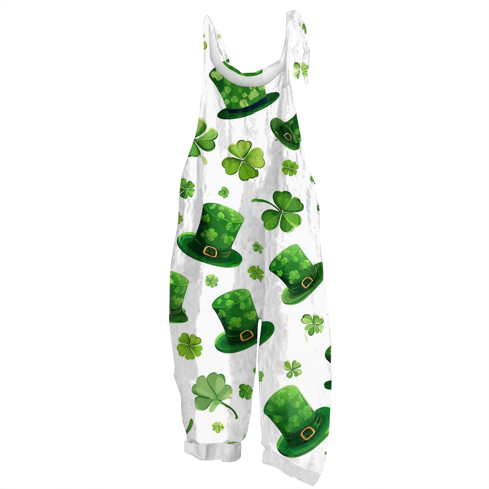 KDDYLITQ St Patricks Day Overalls for Women Leaves Wide Leg Spaghetti ...