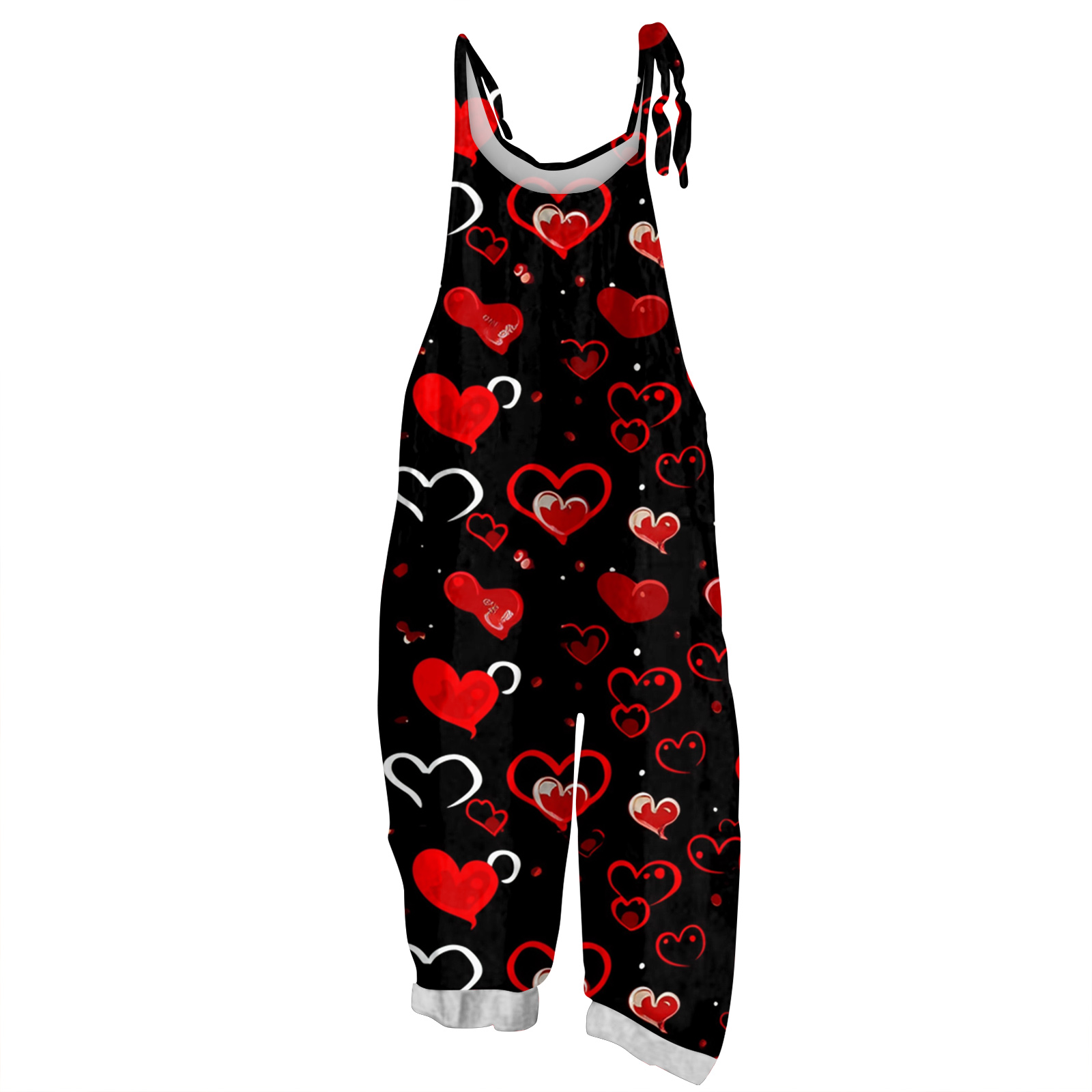 KDDYLITQ Valentines Overalls for Women U Neck Wide Leg Jumpsuit Love ...