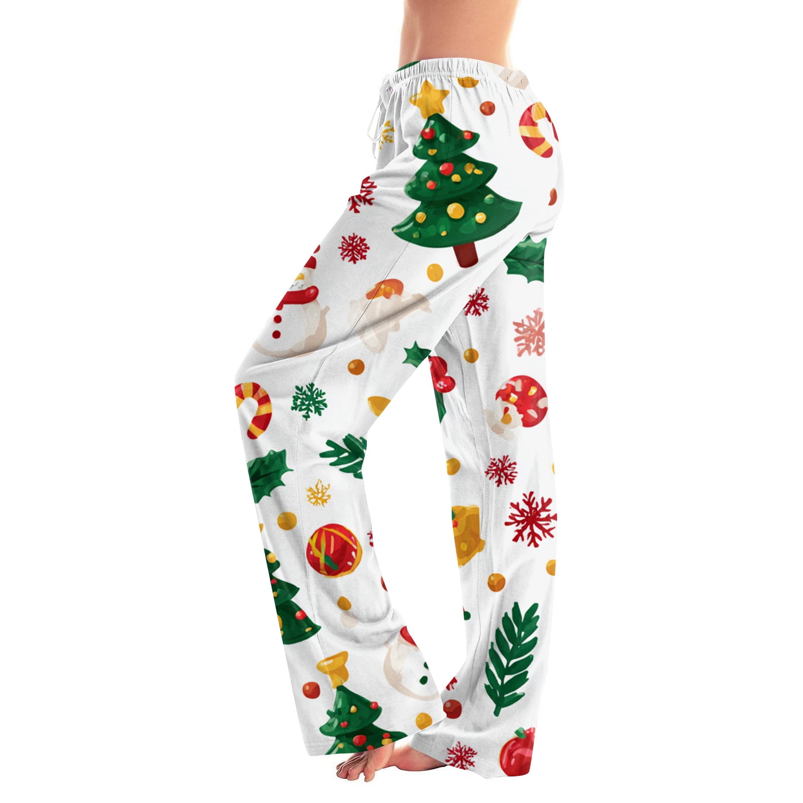 KDDYLITQ Women Christmas Pants Wide Leg Santa Plus Size Pajama Pants ...