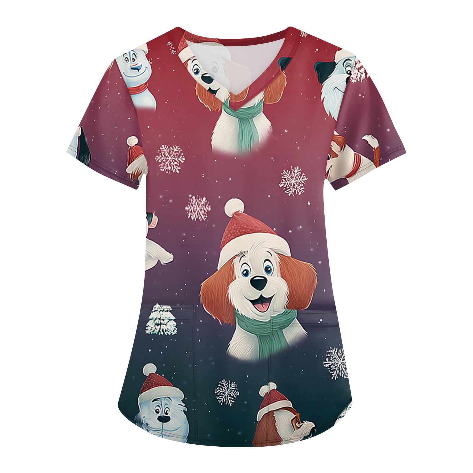 KDDYLITQ Women Christmas Scrub Tops Christmas Tree Plaid Oversized ...