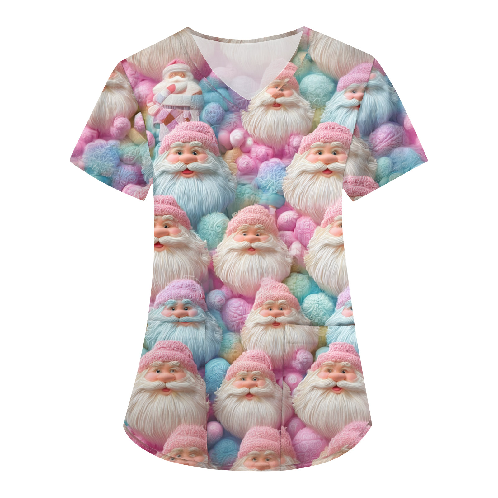 KDDYLITQ Women Christmas Scrub Tops Snowflake Plaid Oversized Workwear ...