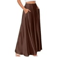 KDDYLITQ Womens Satin Skirts a Line Solid Color Maxi Skirt Silk High ...
