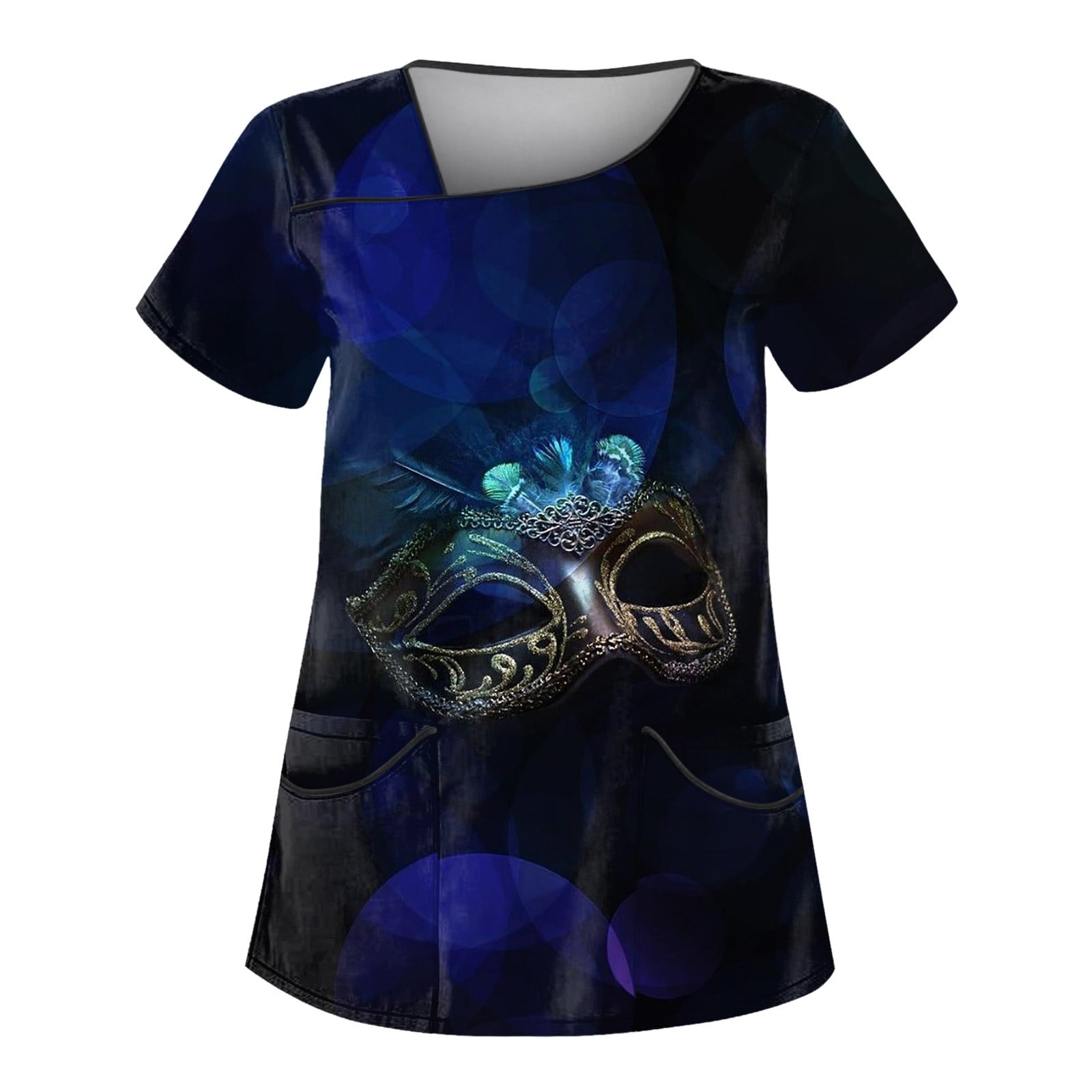 Kddylitq Womens Scrub Tops Parade Short Sleeve Graphic V Neck Medical