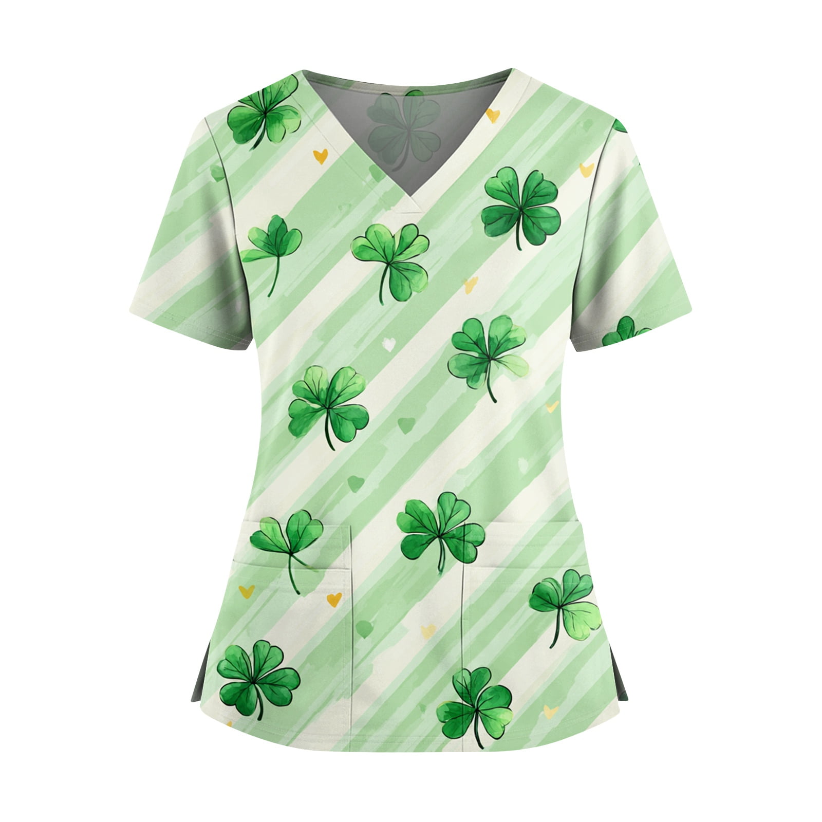 KDDYLITQ Womens St Patricks Day Scrubs Tops Green Short Sleeve Shirt V ...