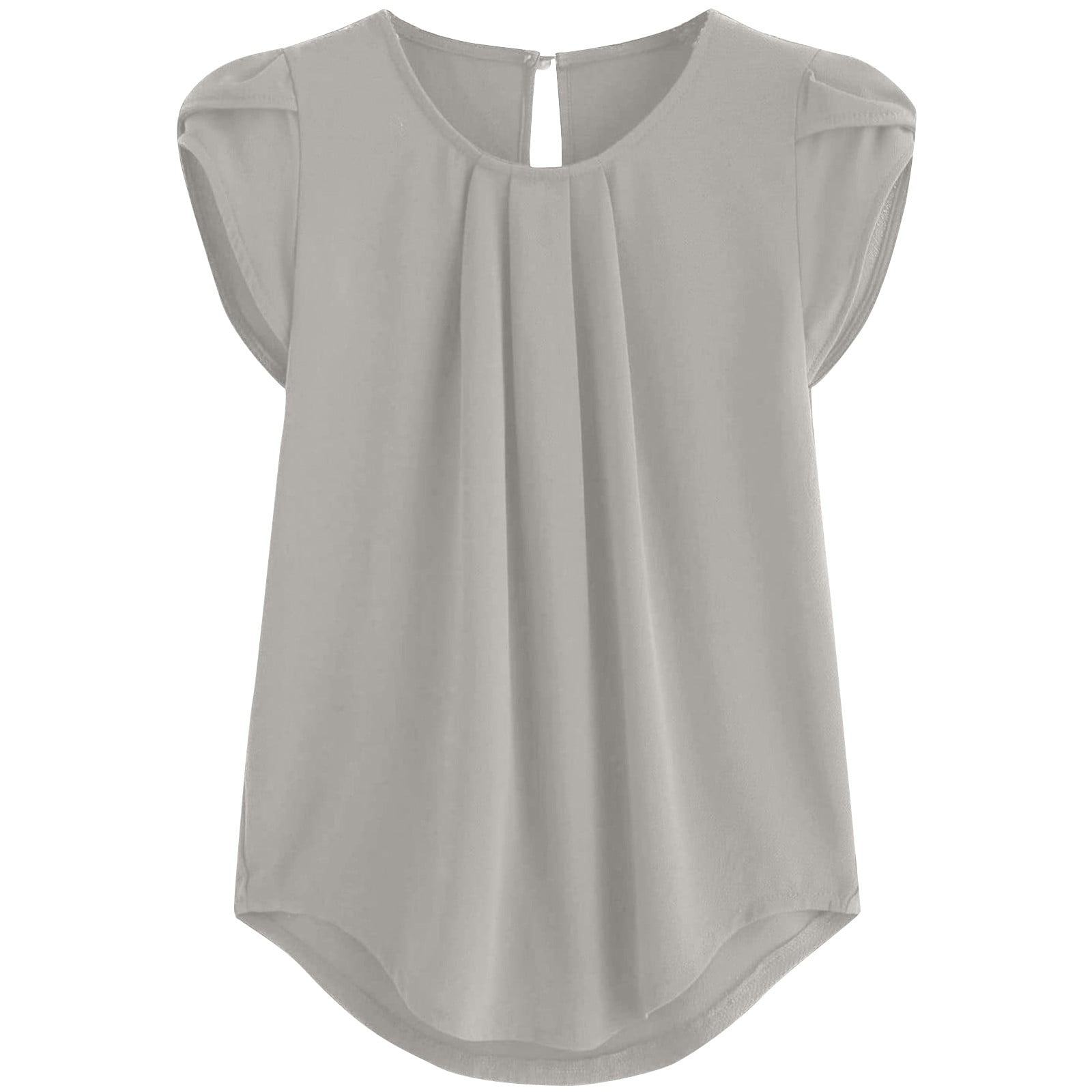 KDDYLITQ Basic Tops Women Chiffon Pleated Womens Casual Blouses Plus ...
