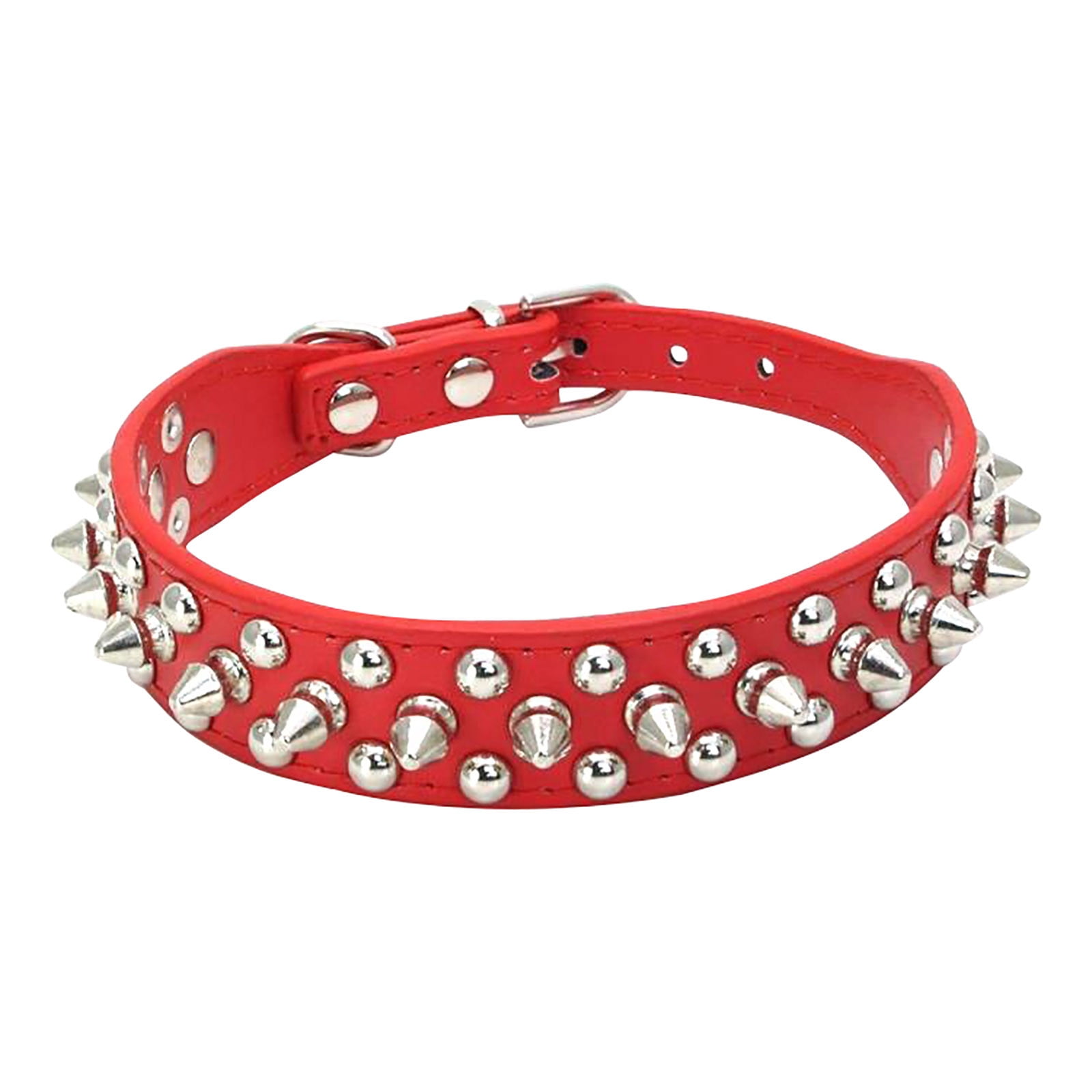 KDFJPTH Adjustable Leather Studded Pet Puppy Dog Collar Neck Strap ...