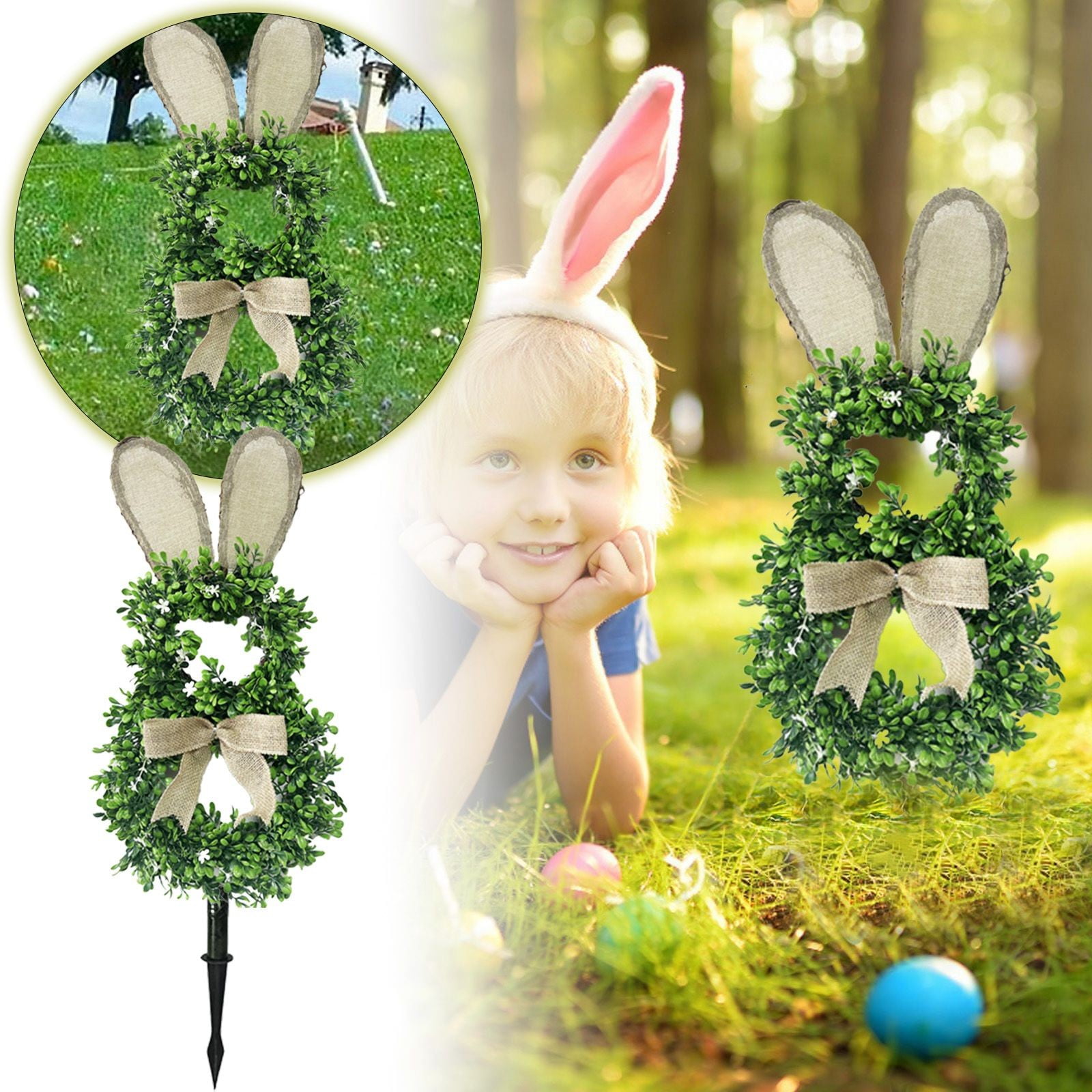 KDFJPTH Artificial Easter Bunny Topiary Tree Boxwood Topiaries Plant ...