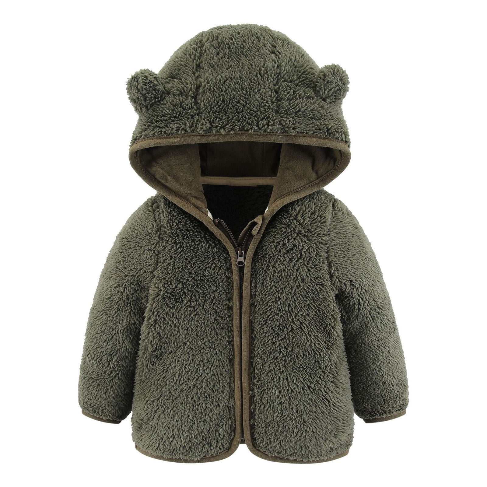 KDFJPTH Baby Girls Boys Jacket Bear Ears Hooded Outerwear Zipper Warm Winter Coat Toddler Lined ...