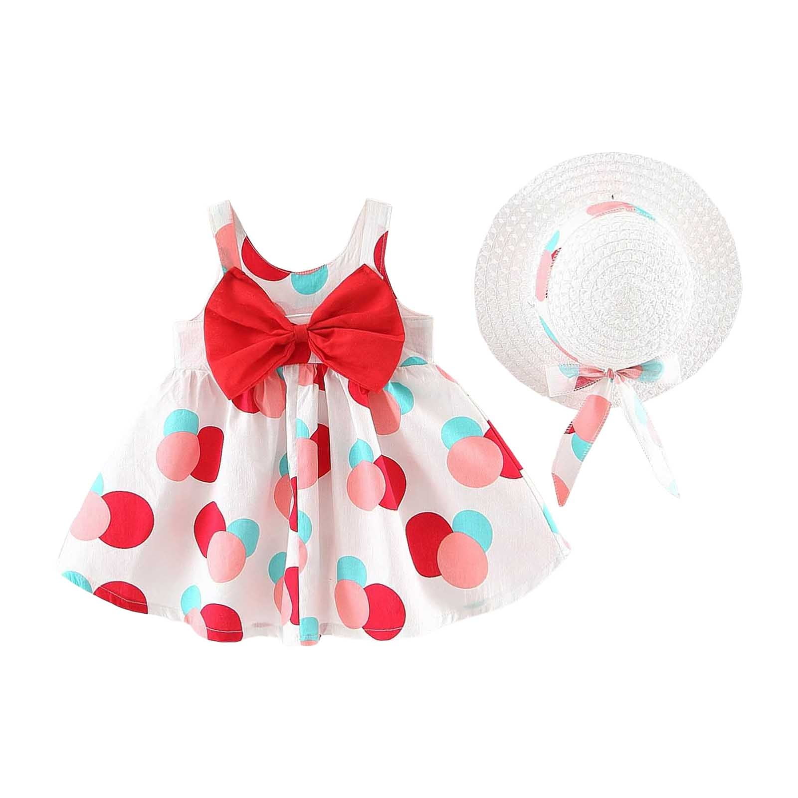 KDFJPTH Baby Girls Colorful Polka Dot Print Princess Casual Dress ...