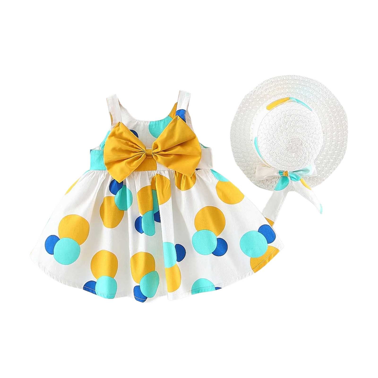 KDFJPTH Baby Girls Colorful Polka Dot Print Princess Casual Dress ...