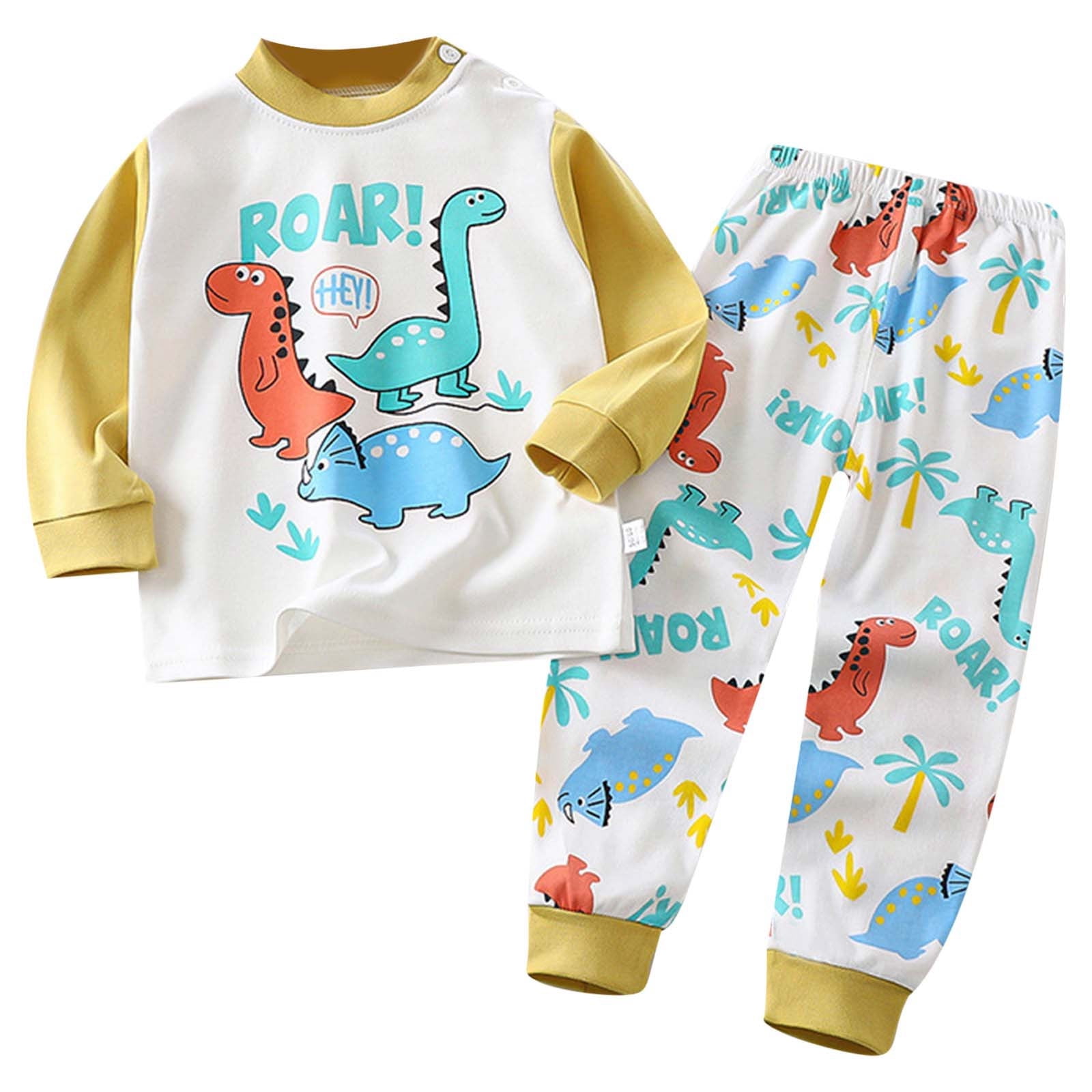 KDFJPTH Baby Kids Girls Boys Pajama Pants Set 2PCS Long Sleeve Cartoon Dinosaur Train Animal ...