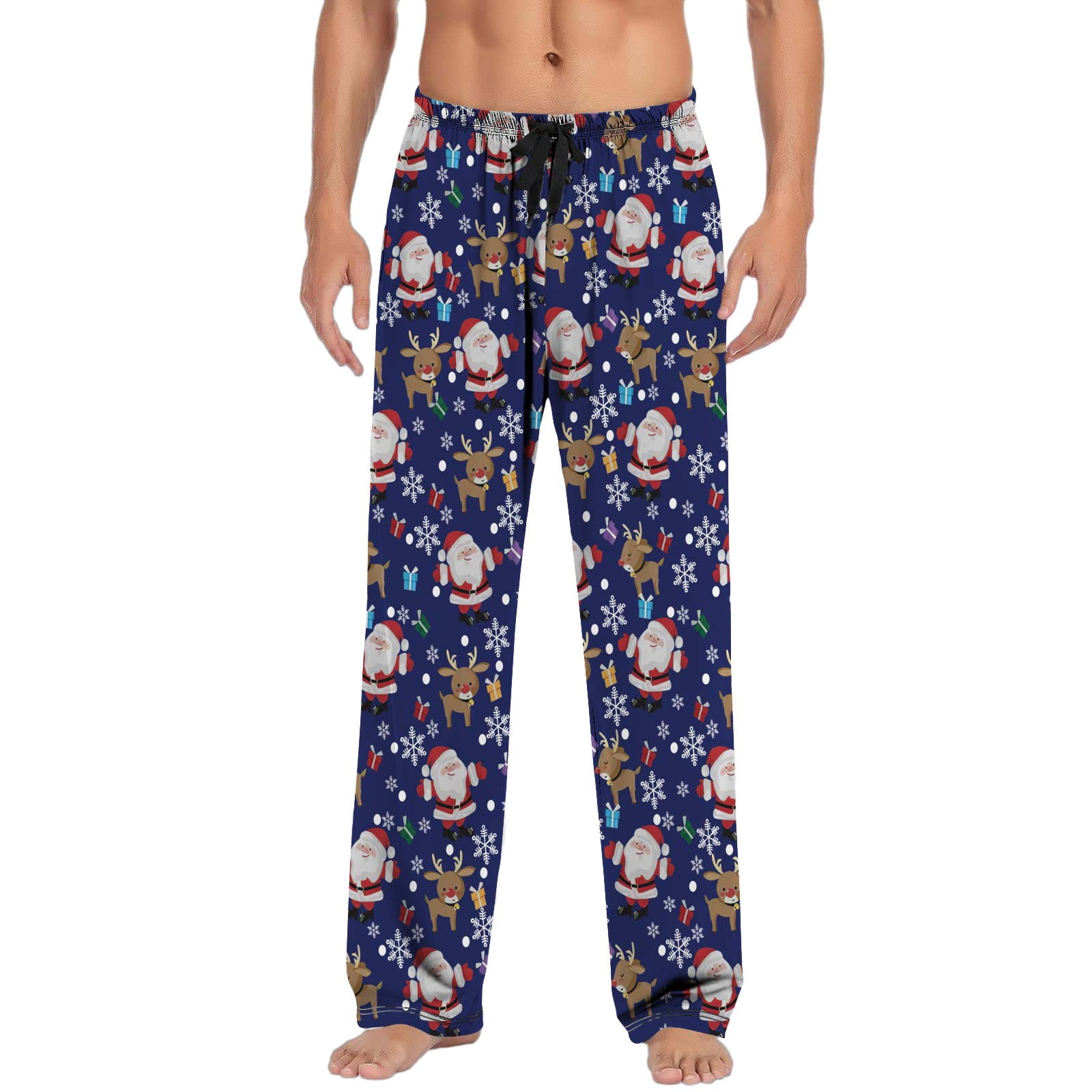 KDFJPTH Christmas Mens Casual Pants Pajama Pants With Drawstring And ...