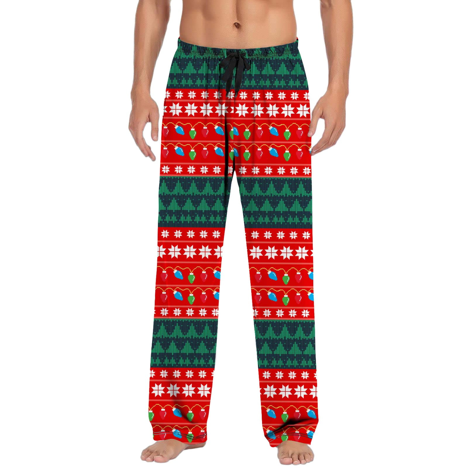 KDFJPTH Christmas Mens Casual Pants Pajama Pants With Drawstring And ...