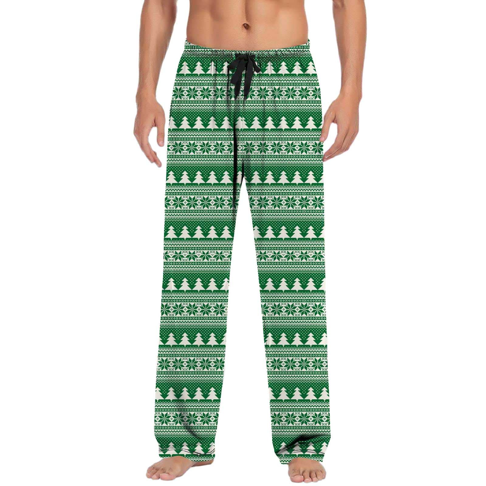 KDFJPTH Christmas Mens Casual Pants Pajama Pants With Drawstring And ...