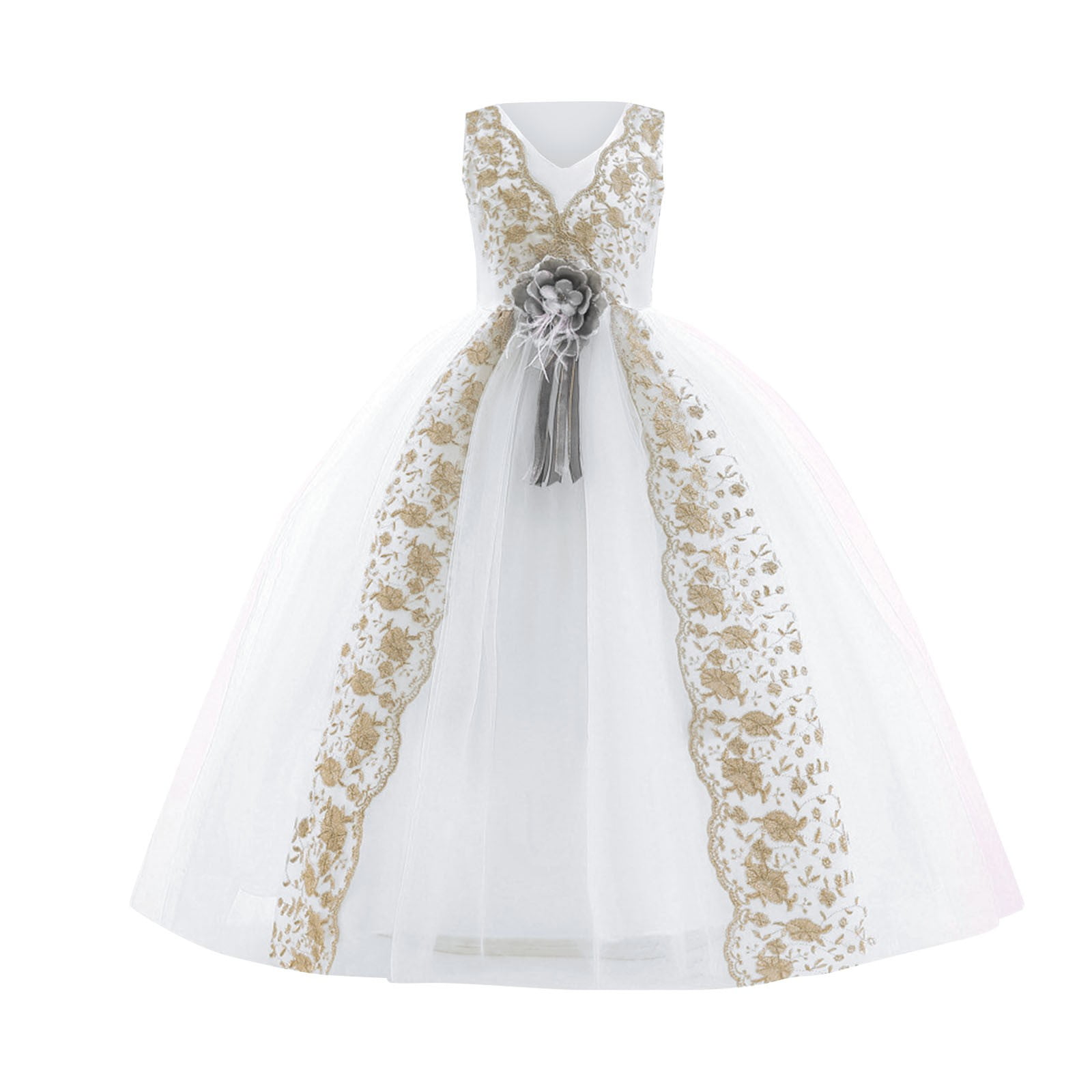 KDFJPTH Dresses for Girls Formal Princess Sleeveless Long Flower ...