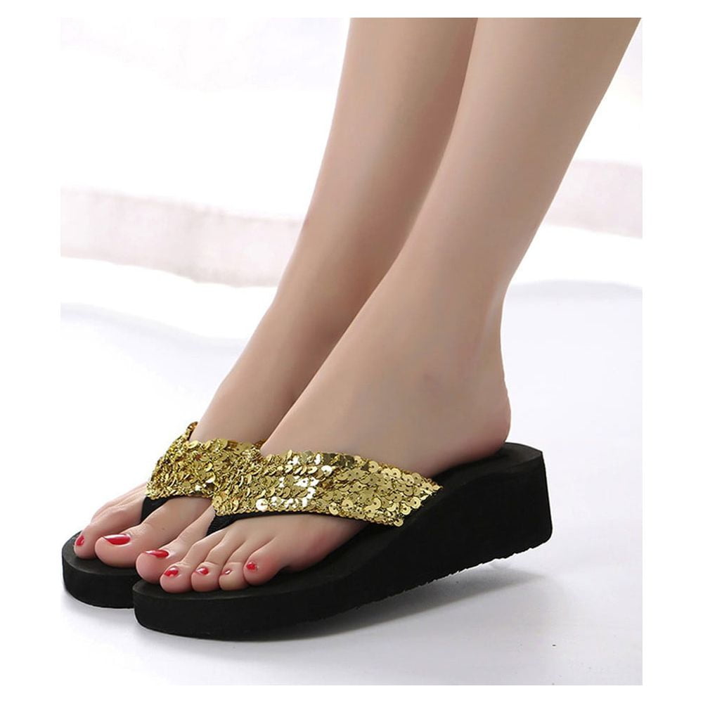 KDFJPTH Flip Flops Women Size 9 Leather Women's Summer Sequins Sandals ...