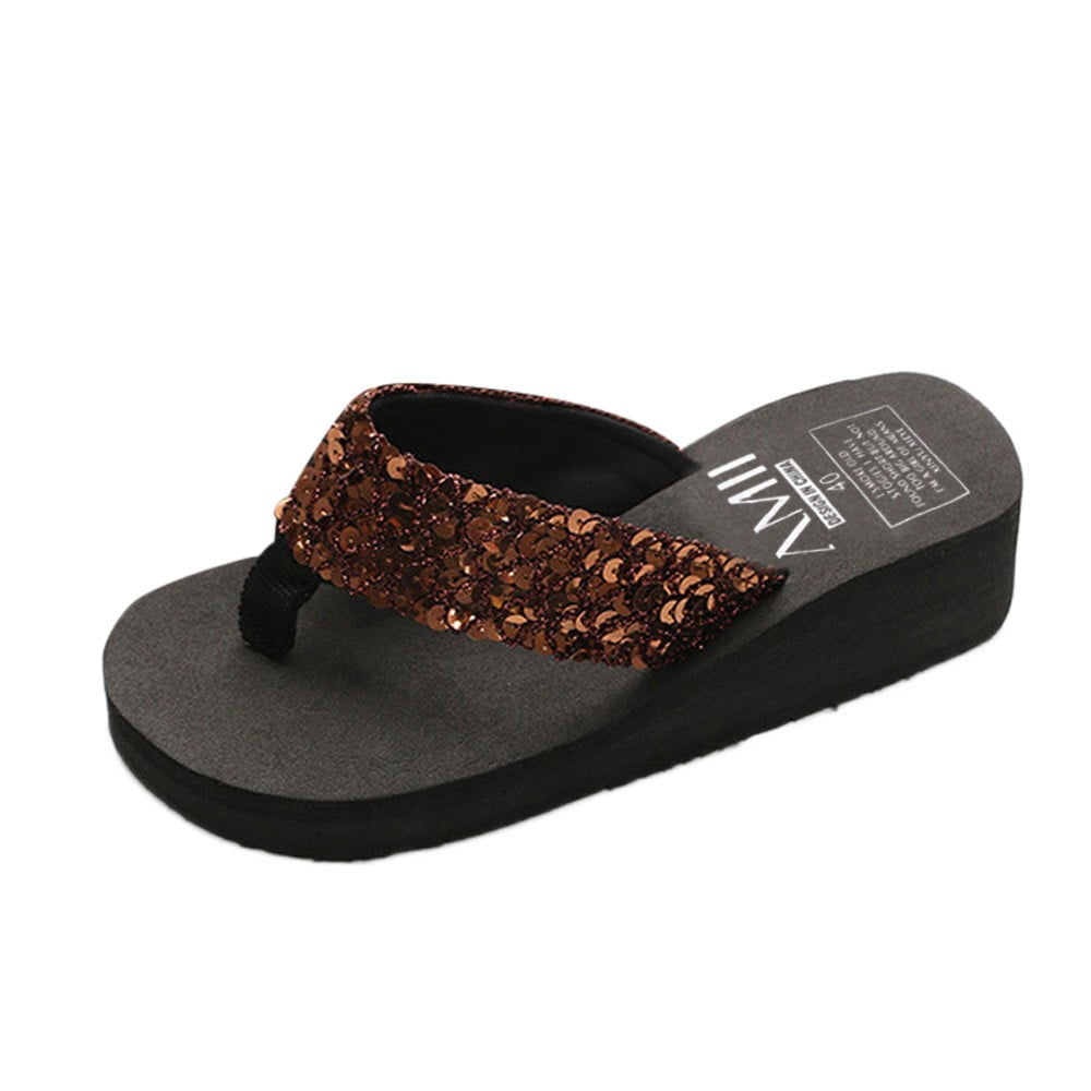KDFJPTH Flip Flops Women Size 9 Leather Women's Summer Sequins Sandals ...