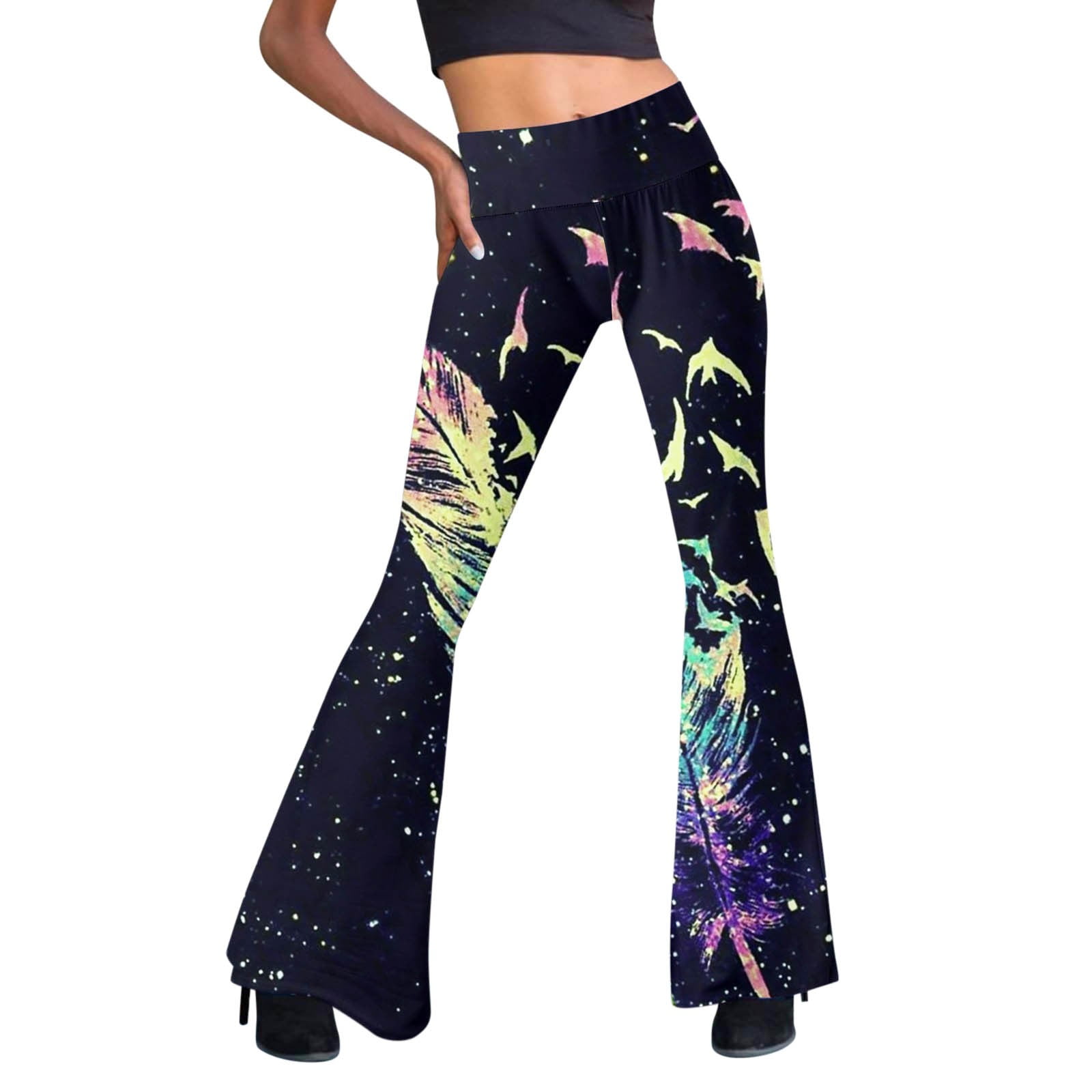 KDFJPTH High Waist Comfy Stretch Boho 70s Bell Bottom Fit to Flare ...