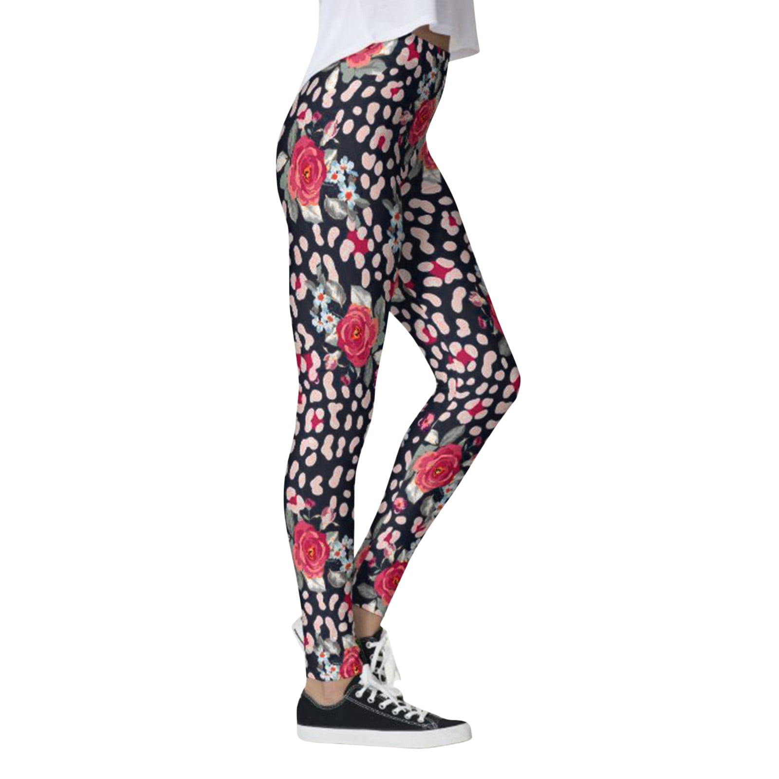 KDFJPTH Leggings for Women Tummy Control Print High Waist Casual Ankle ...