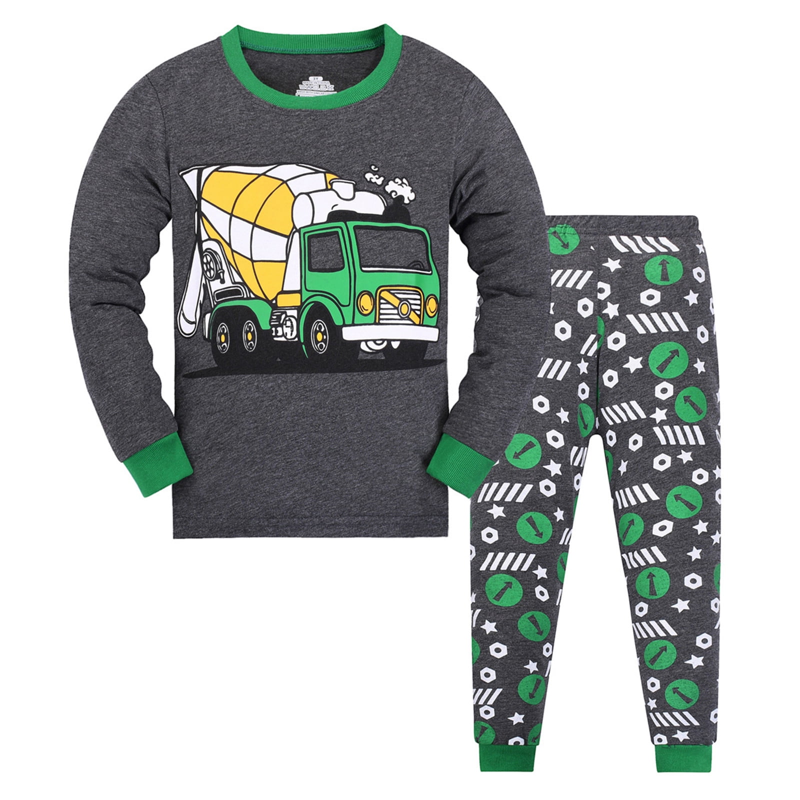 KDFJPTH Little Boys Pajamas Dinosaur Cotton 2 Piece Train Toddler ...