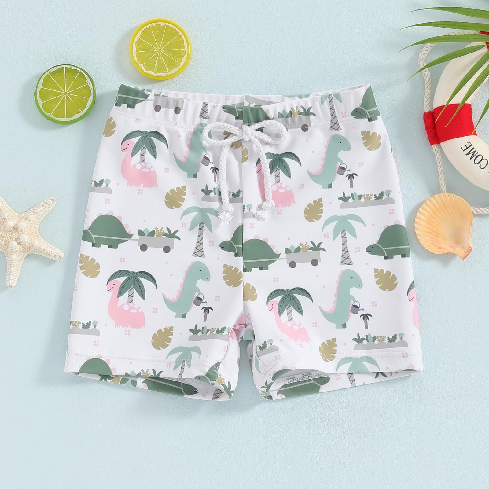 KDFJPTH Little Boys Swim Trunks Kids Cartoon Dinosaurs Floral Swim ...