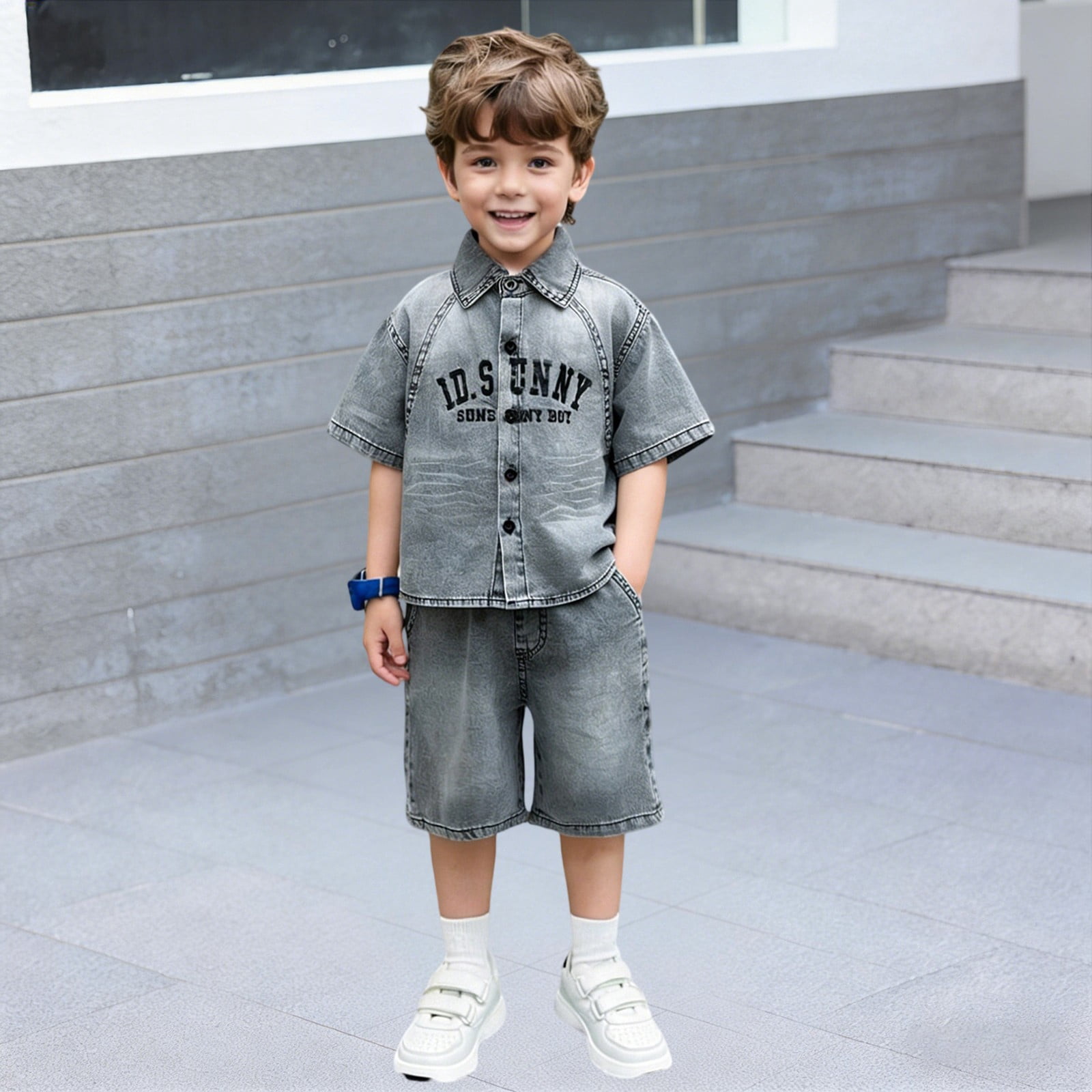 KDFJPTH Outfit Sets for Toddler Summer Cool Casual Boys Denim Jacket ...