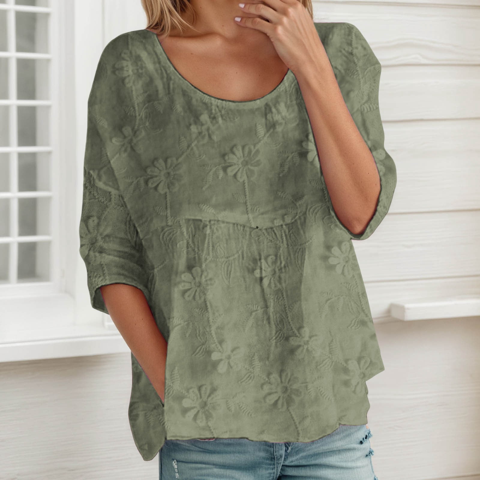 KDFJPTH T Shirts for Women Graphic Bat Print Sleeve Blouse Pleated ...