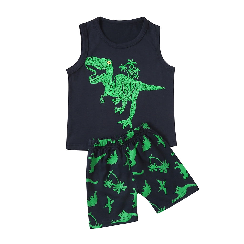 KDFJPTH Toddler Kid Boy Clothes Set Summer Dinosaur Vest+Shorts Kids ...