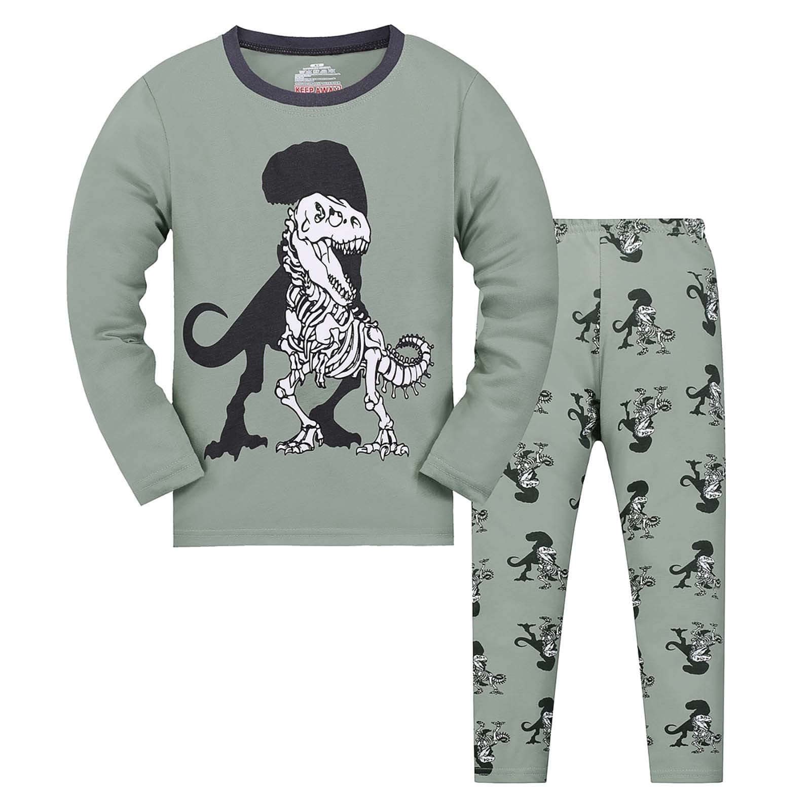 KDFJPTH Toddler Kids Baby Boys Girls Pajamas Cute Cartoon Print Long Sleeve Top Trousers Outfits ...