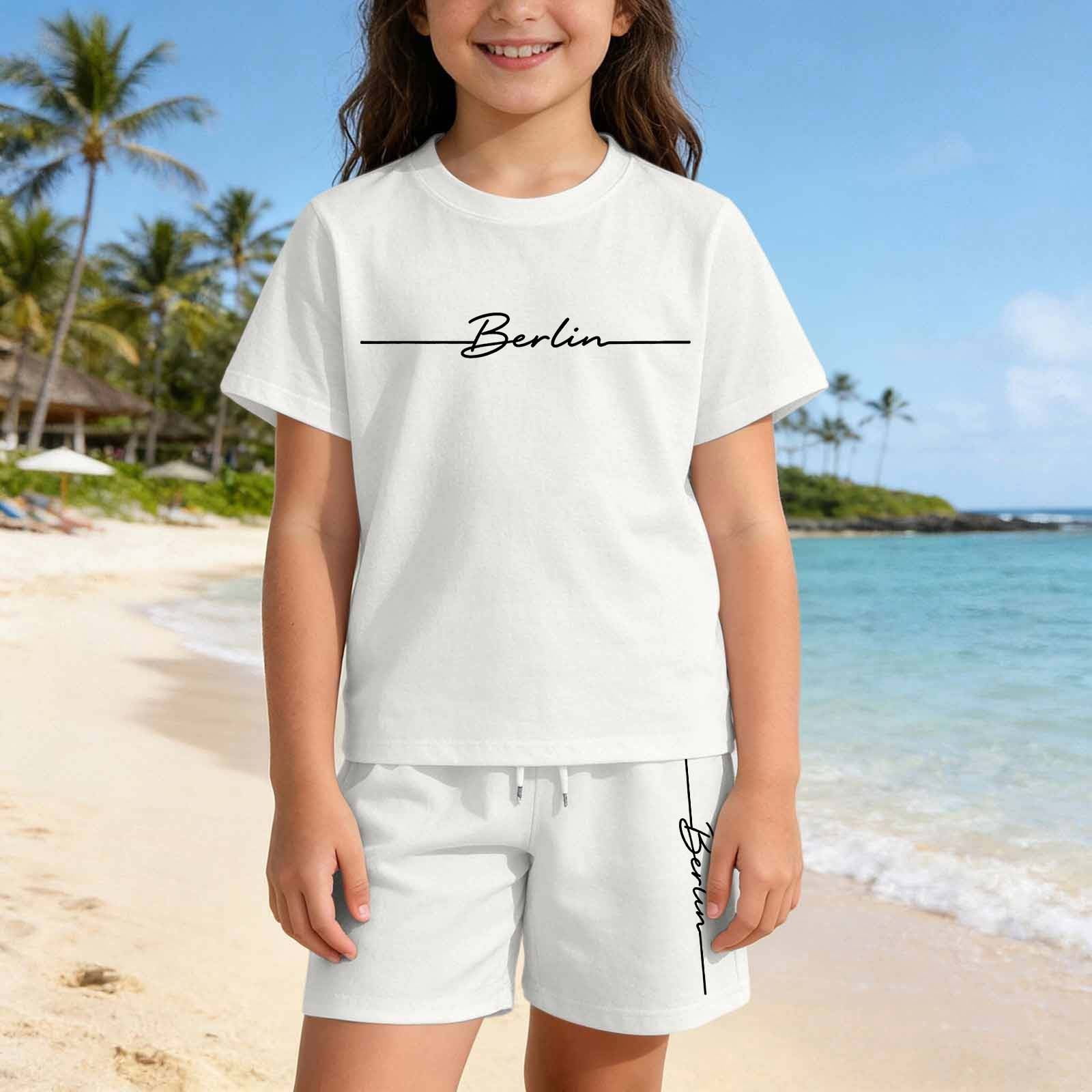 KDFJPTH Toddlers Outfits Sets Girls Typography Logo Print Casual Loose ...