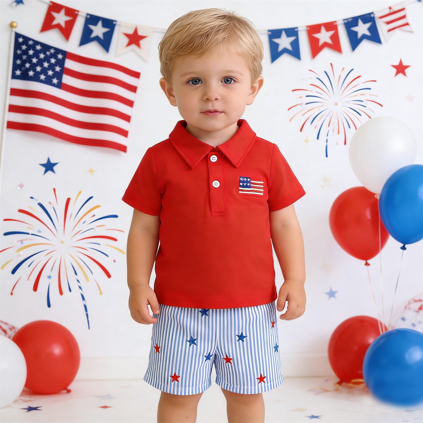 KDFJPTH Toddlers Outfits Sets for Graduation Boys Patriotic Breathable ...