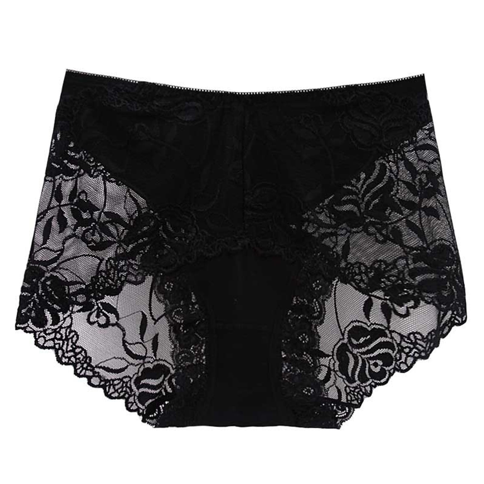 KDFJPTH Underwear Women Tummy Control Mid High Waist Lace Transparent ...