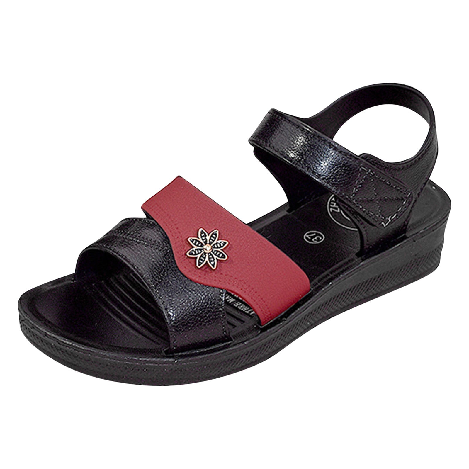 KDFJPTH Women Thick Soled Sandals Comfortable Soft Leather Sandals ...